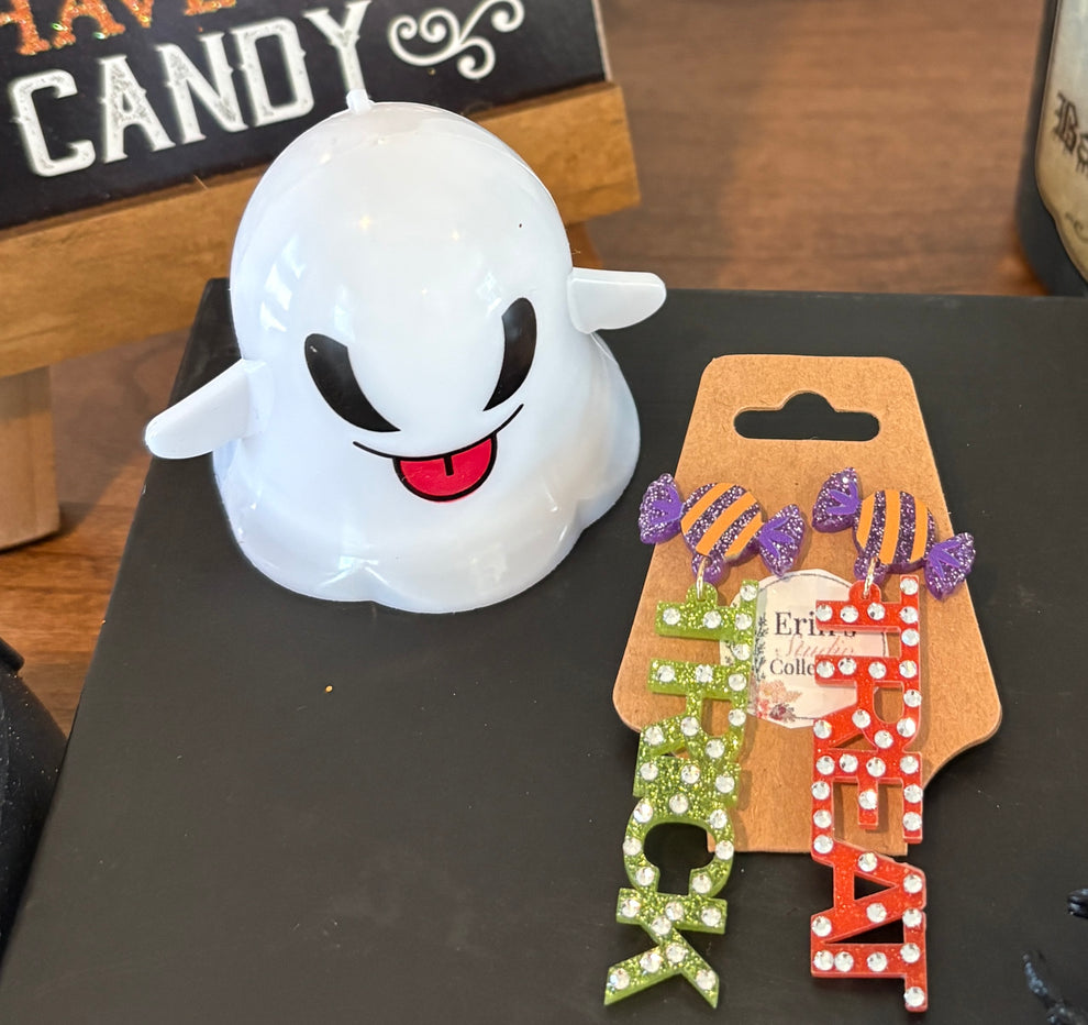 Trick or Treat Halloween Gift Set – "TRICK" or "TREAT" Dangle Earrings ...